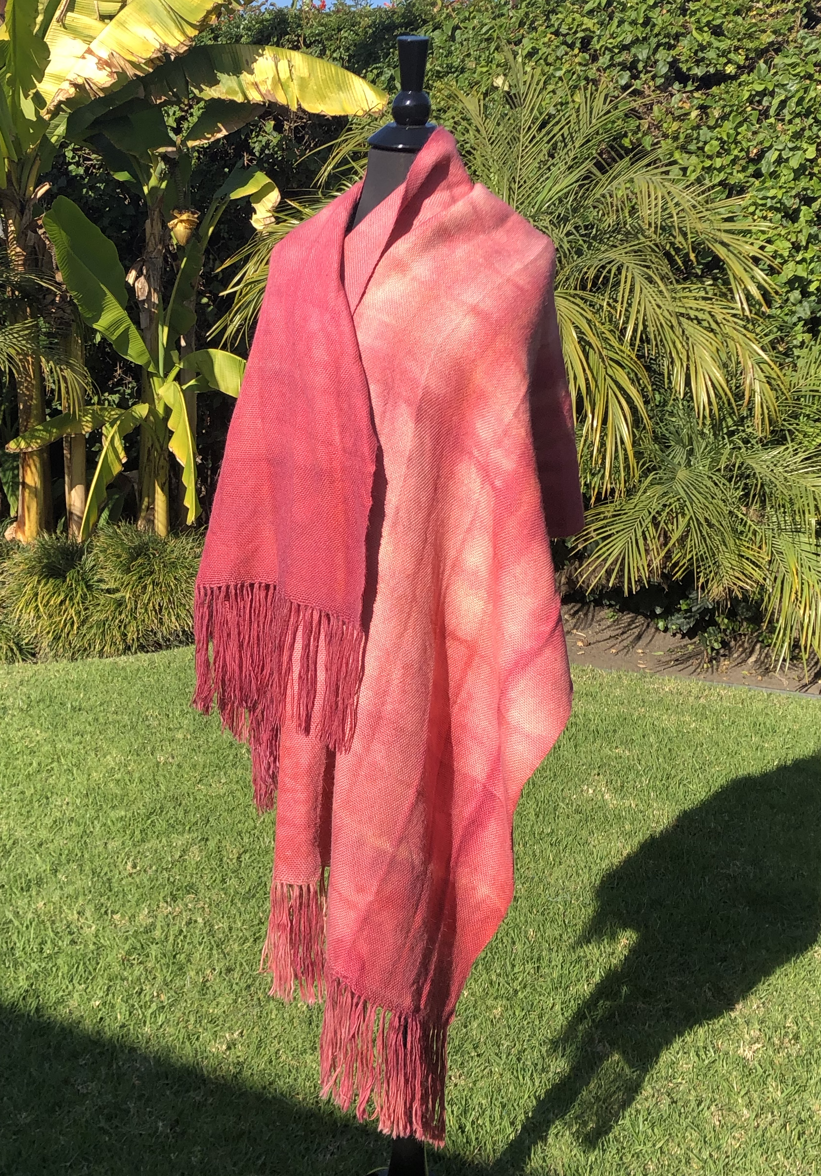 hand dyed wool and silk/wool blend scarves